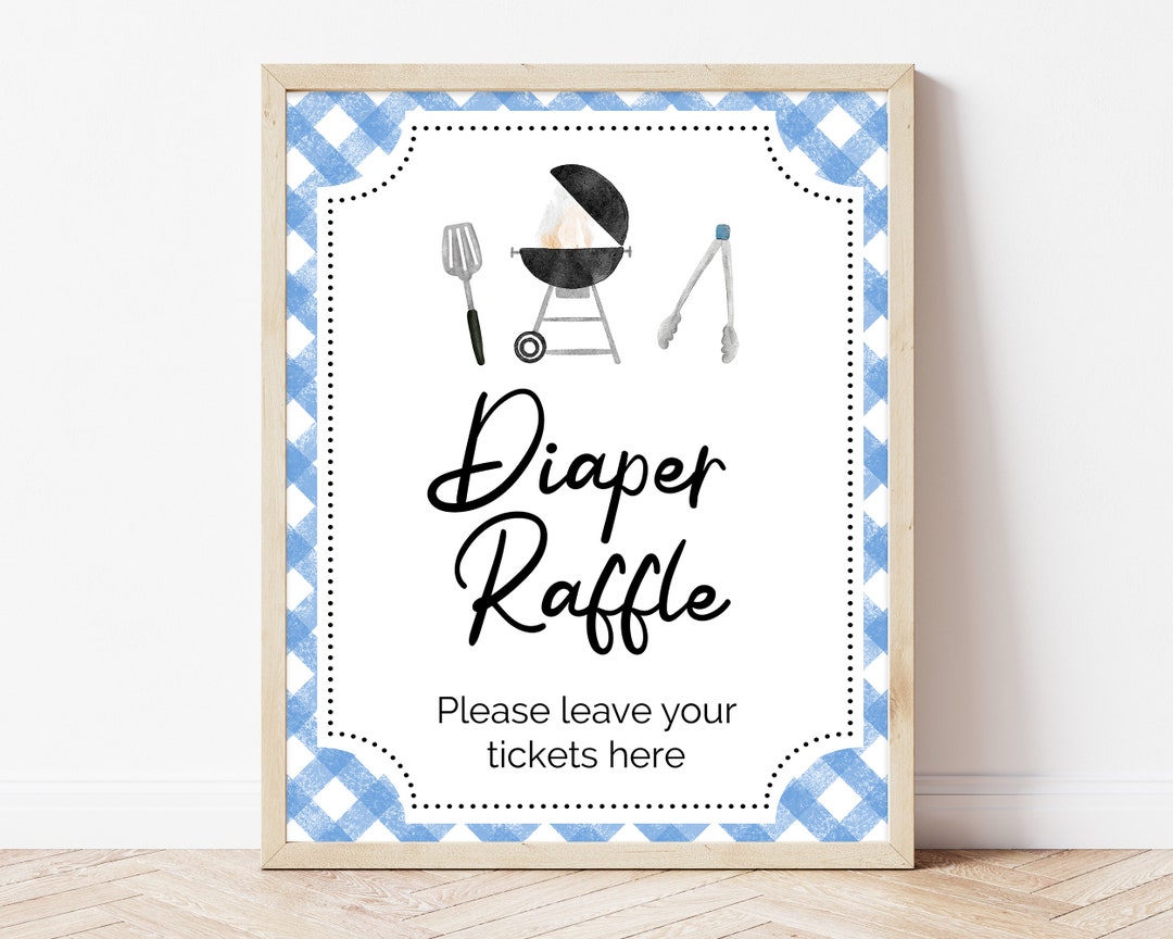 Diaper Raffle Sign BBQ Baby Shower, Backyard Co-ed Baby Shower Diaper ...