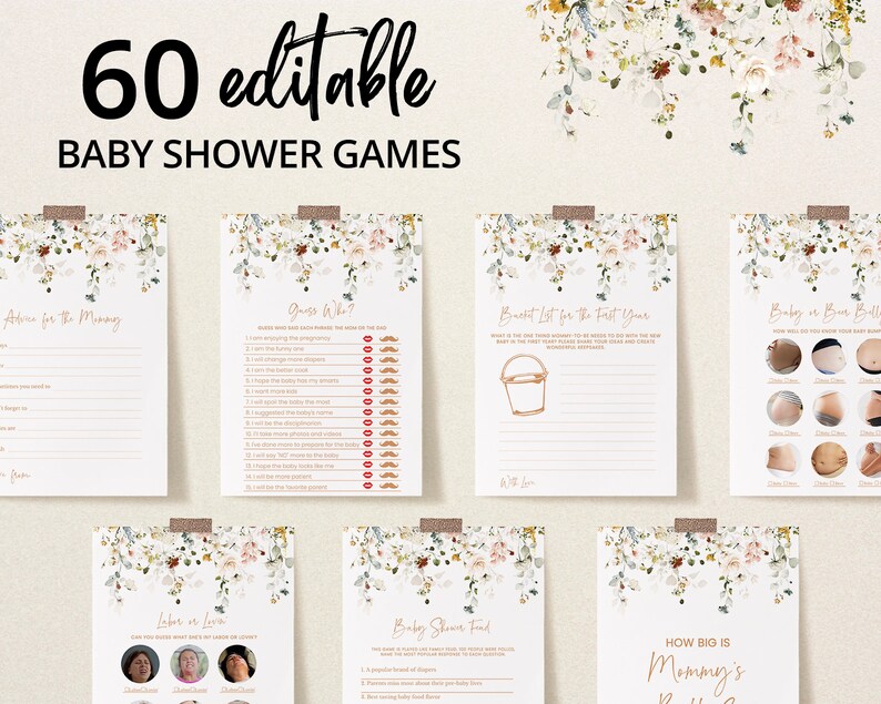 Editable Baby in Bloom Baby Shower Game Bundle Spring Flowers - Etsy