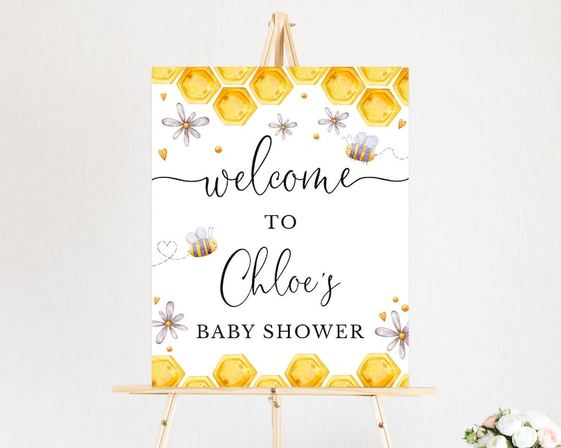 Editable Honey Bee Baby Shower Welcome Sign,sweet as Can Bee Baby ...