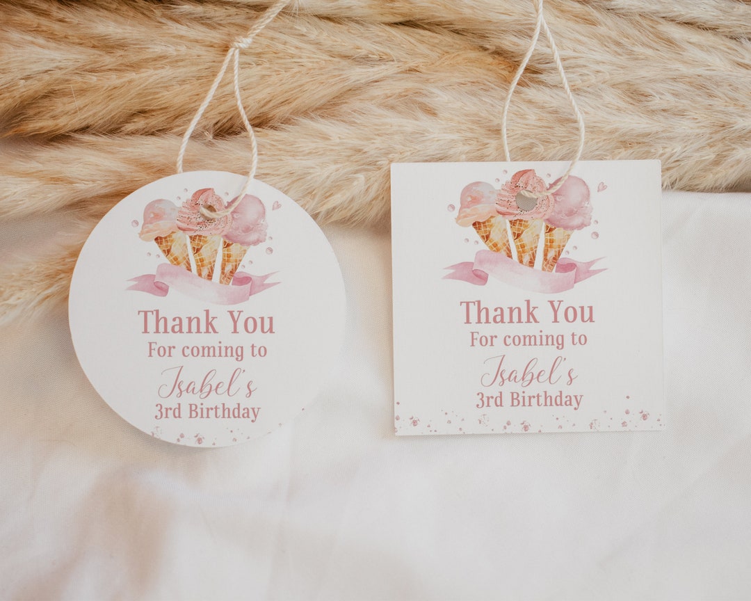 Editable Here's the Scoop Birthday Favor Tag, Pink Ice Cream Birthday ...