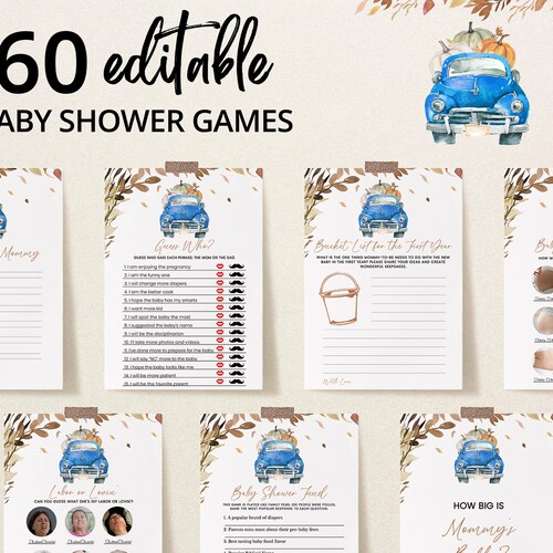 Pumpkin Truck Baby Shower Games Package Little Pumpkin Fall - Etsy