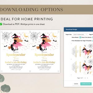 Editable Pink Witch Halloween Birthday Invitation, Girl Spooktacular ...