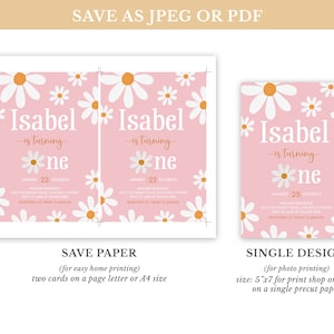 Editable Daisy First Birthday Invitation, Bohemian Daisy Birthday ...