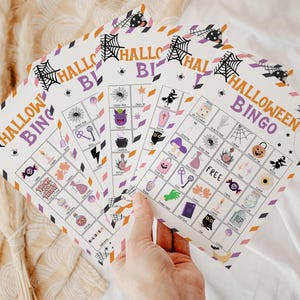 100 Pastel Halloween Bingo Cards, Cute Halloween Games, Kids Halloween ...