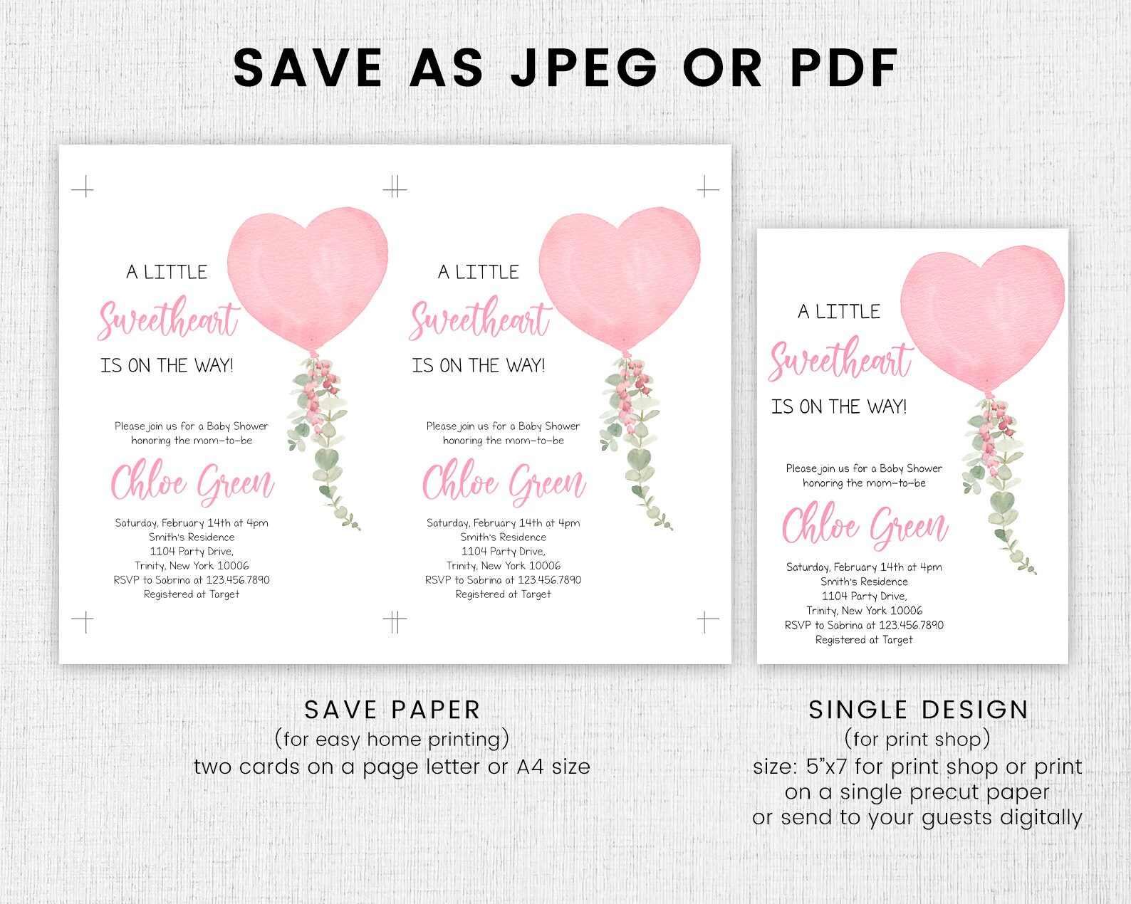 Editable Valentine Baby Shower Invitation A Little Sweetheart - Etsy