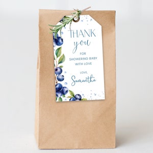 Editable Blueberry Baby Shower Favor Tag, Berry Sweet Blueberry Baby ...