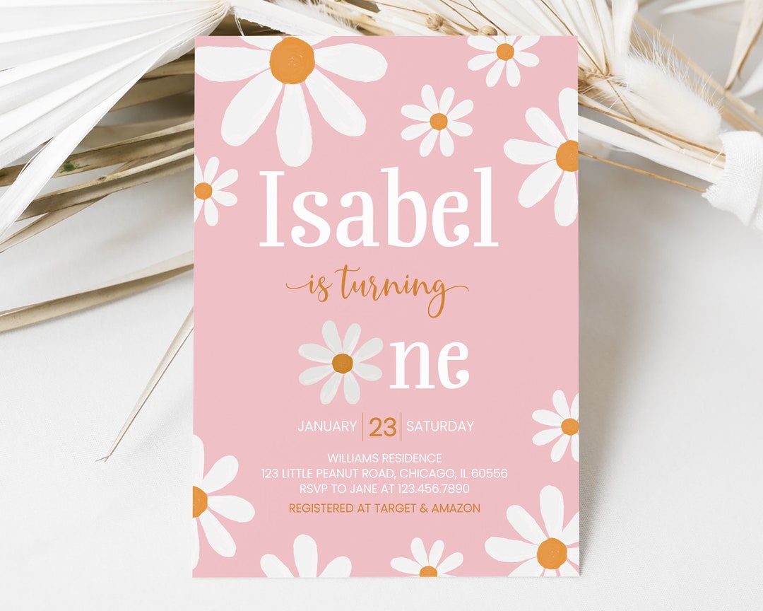 Editable Daisy First Birthday Invitation, Bohemian Daisy Birthday ...