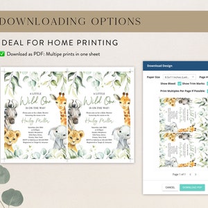 Editable A Little Wild One on the Way Baby Shower Invitation, Safari ...