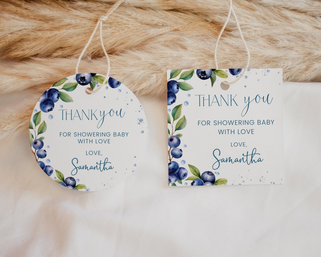 Editable Blueberry Baby Shower Favor Tag, Berry Sweet Blueberry Baby ...