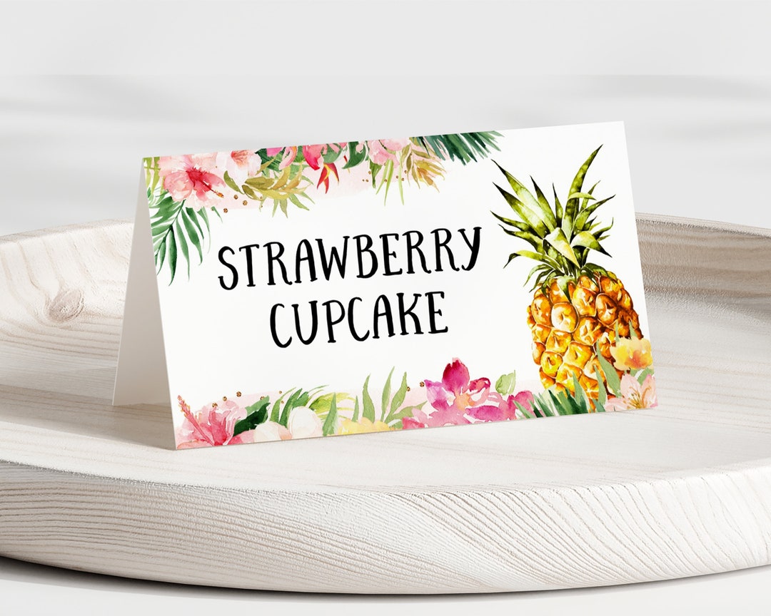 Editable Girl Pineapple Baby Shower Food Label, Tropical Pineapple Baby ...