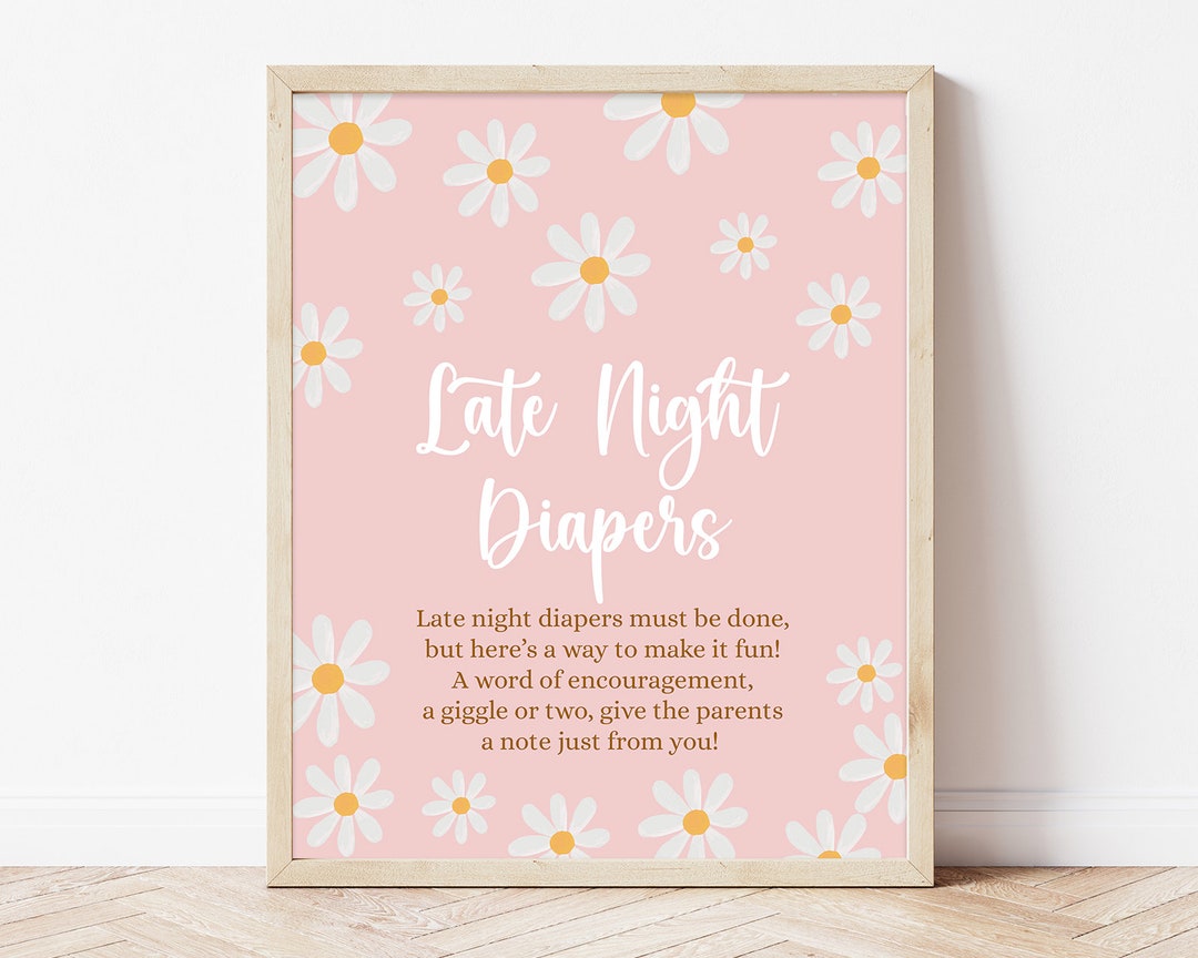 Late Night Diapers Sign Daisy Baby Shower Bohemian Daisy Baby - Etsy
