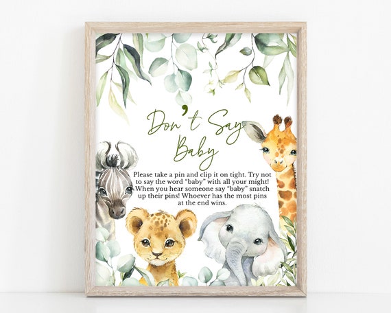 Don't Say Baby Sign A Little Wild One Baby Shower Safari - Etsy