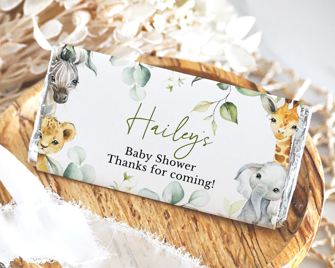 Editable A Little Wild One Baby Shower Chocolate Wrapper, Safari Jungle ...
