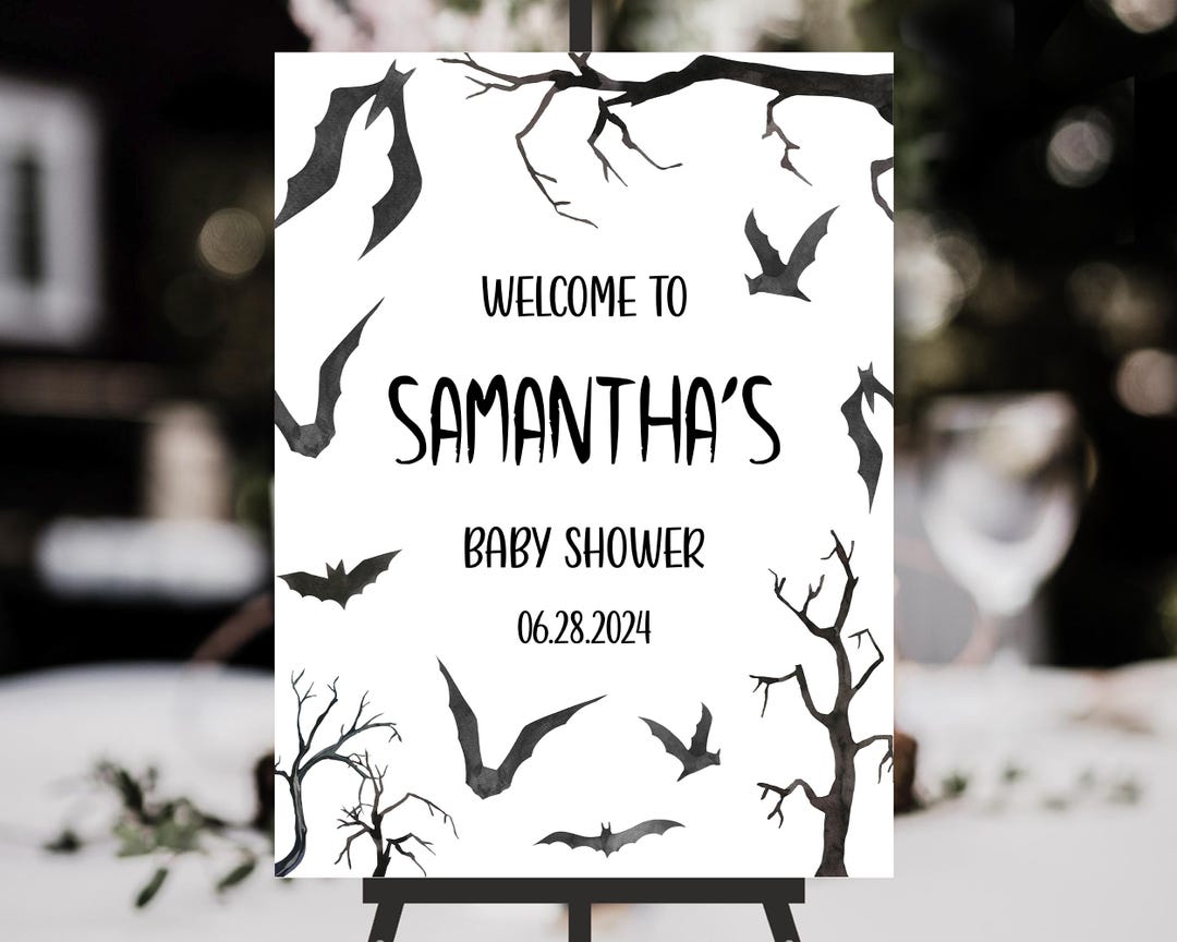 Editable We're Going Batty for Baby Shower Welcome Sign, Gender Neutral ...