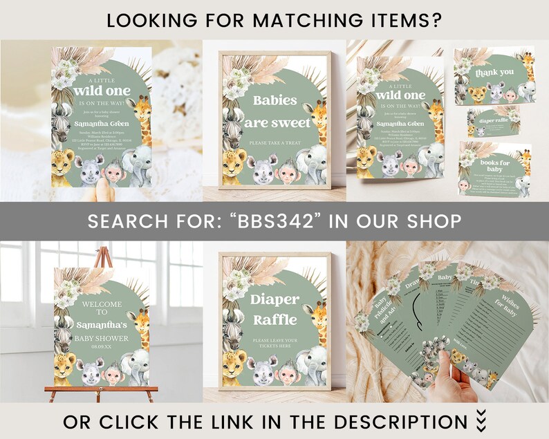 Editable Boho Wild One Baby Shower Welcome Sign, Boho Safari Jungle ...