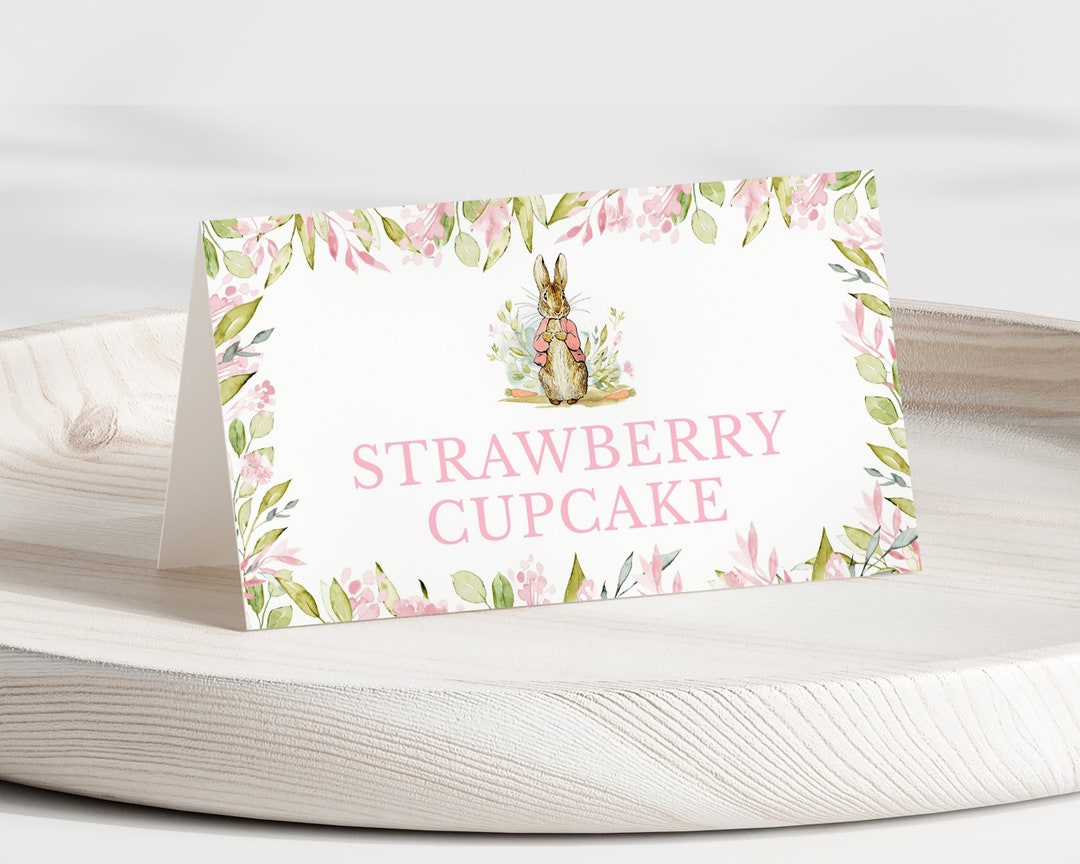 Editable Peter Rabbit Baby Shower Food Label, Pink Peter Rabbit Baby ...