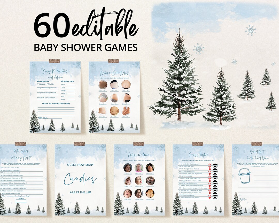 Editable Baby It's Cold Outside Baby Shower Game Bundle, Boy Winter ...