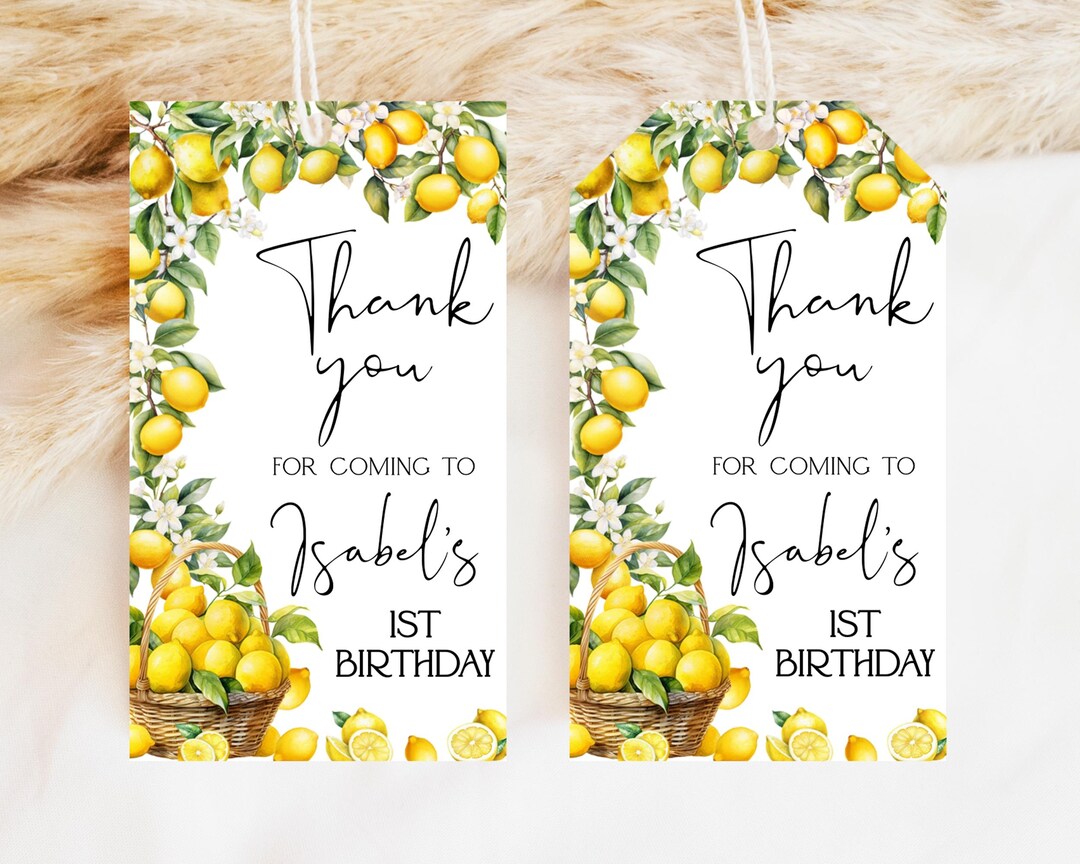 Editable Our Main Squeeze Lemon Birthday Favor Tag, Lemon Birthday ...