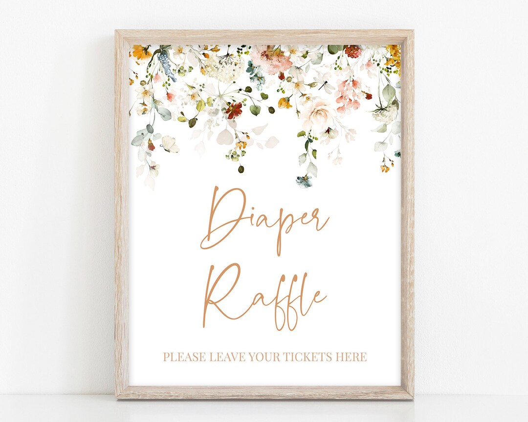 Diaper Raffle Sign Baby in Bloom Baby Shower Spring Flowers - Etsy