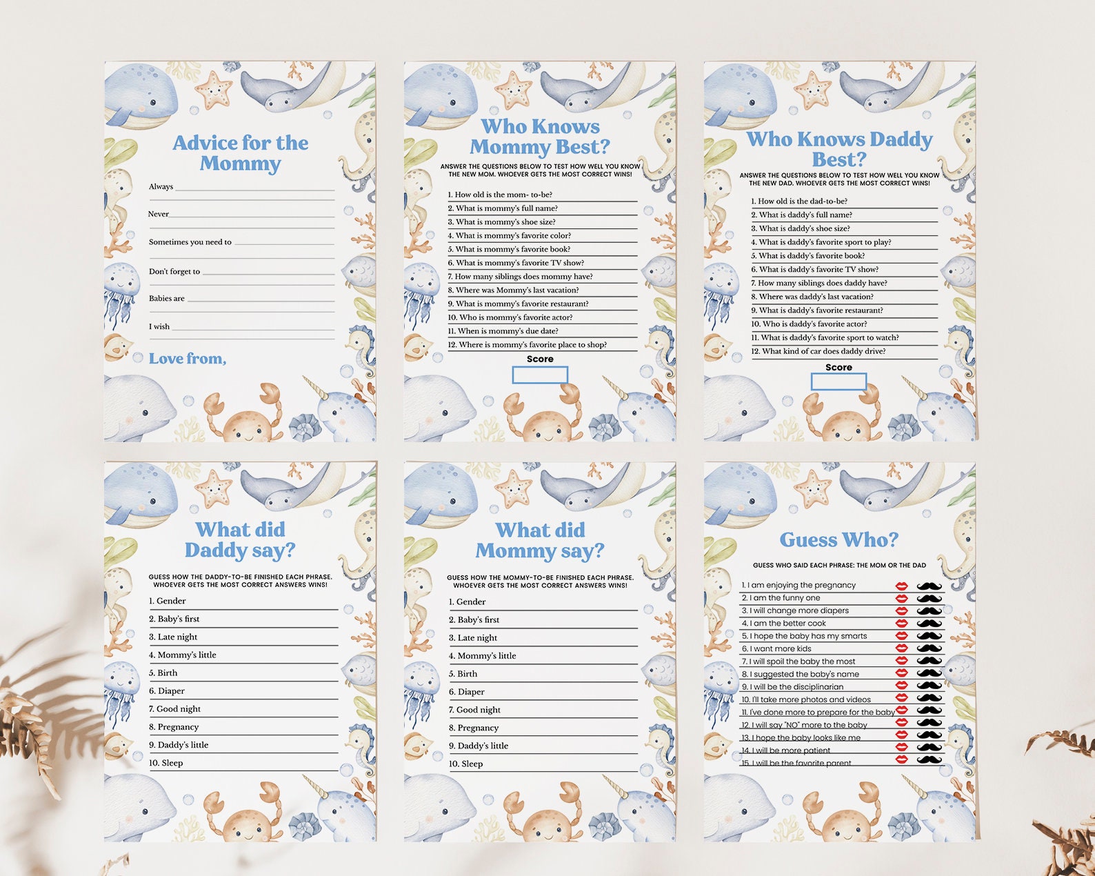 Editable Boy Under the Sea Baby Shower Game Bundle Ocean Baby - Etsy Canada