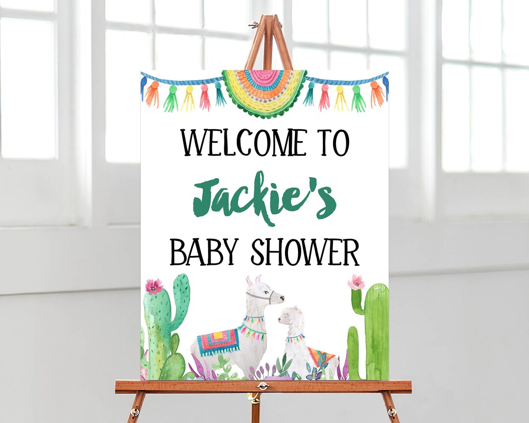 Editable Llama Baby Shower Welcome Sign, Cactus Llama Baby Shower ...
