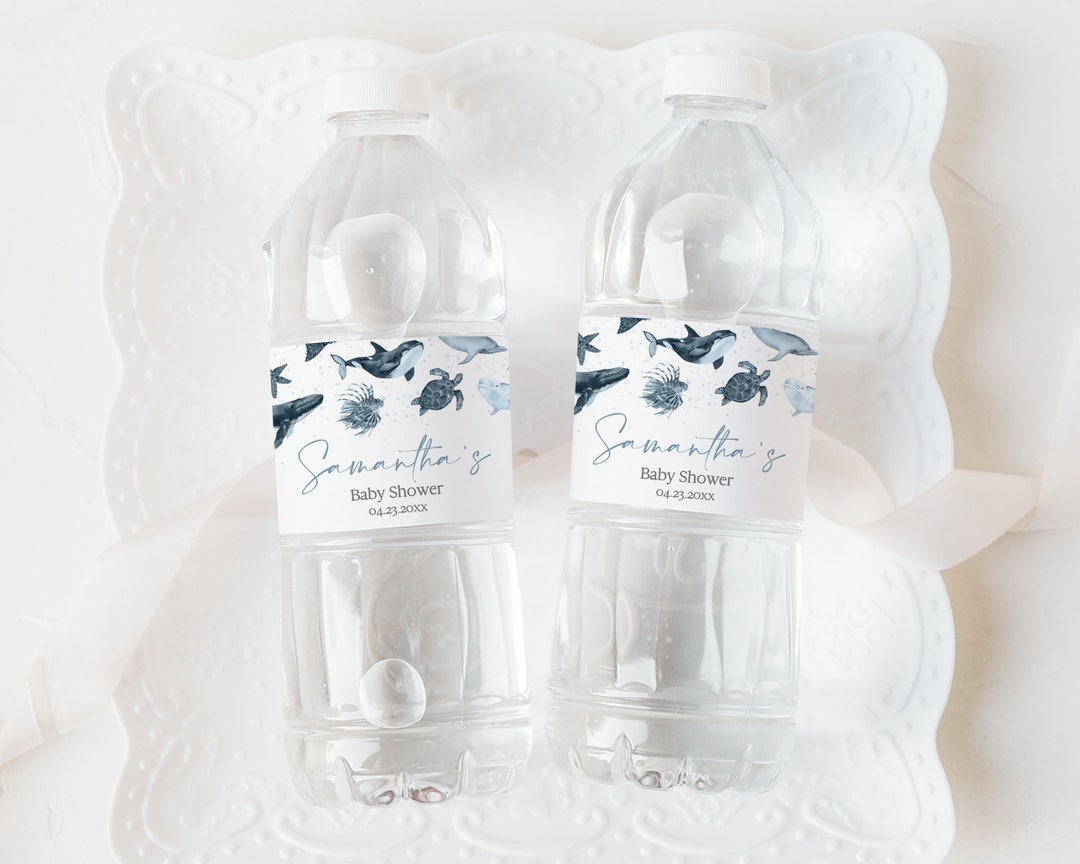 Editable Boy Under the Sea Baby Shower Water Bottle Label, Ocean Baby ...