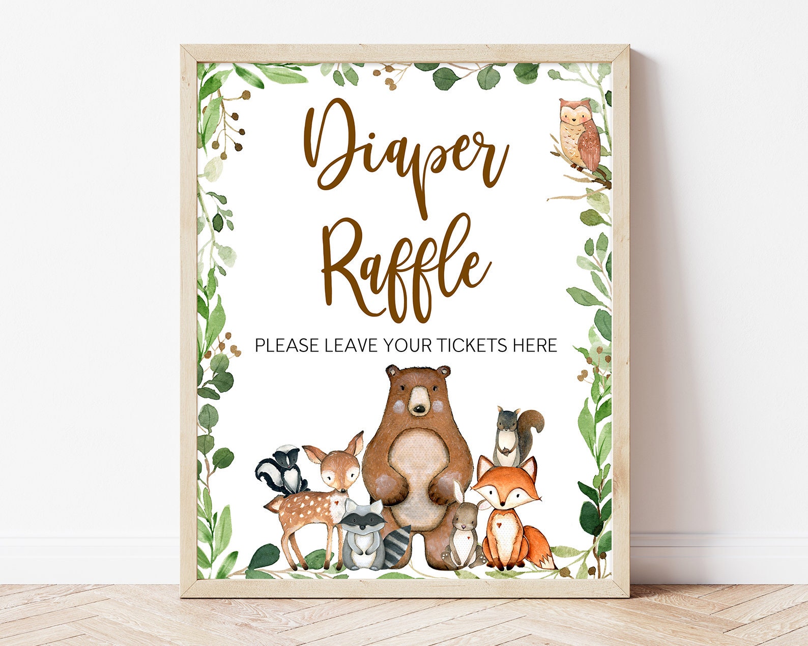 Diaper Raffle Sign Woodland Baby Shower Boy Woodland Diaper - Etsy