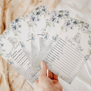 Editable Winter Polar Bear Baby Shower Game Bundle, Greenery Winter ...