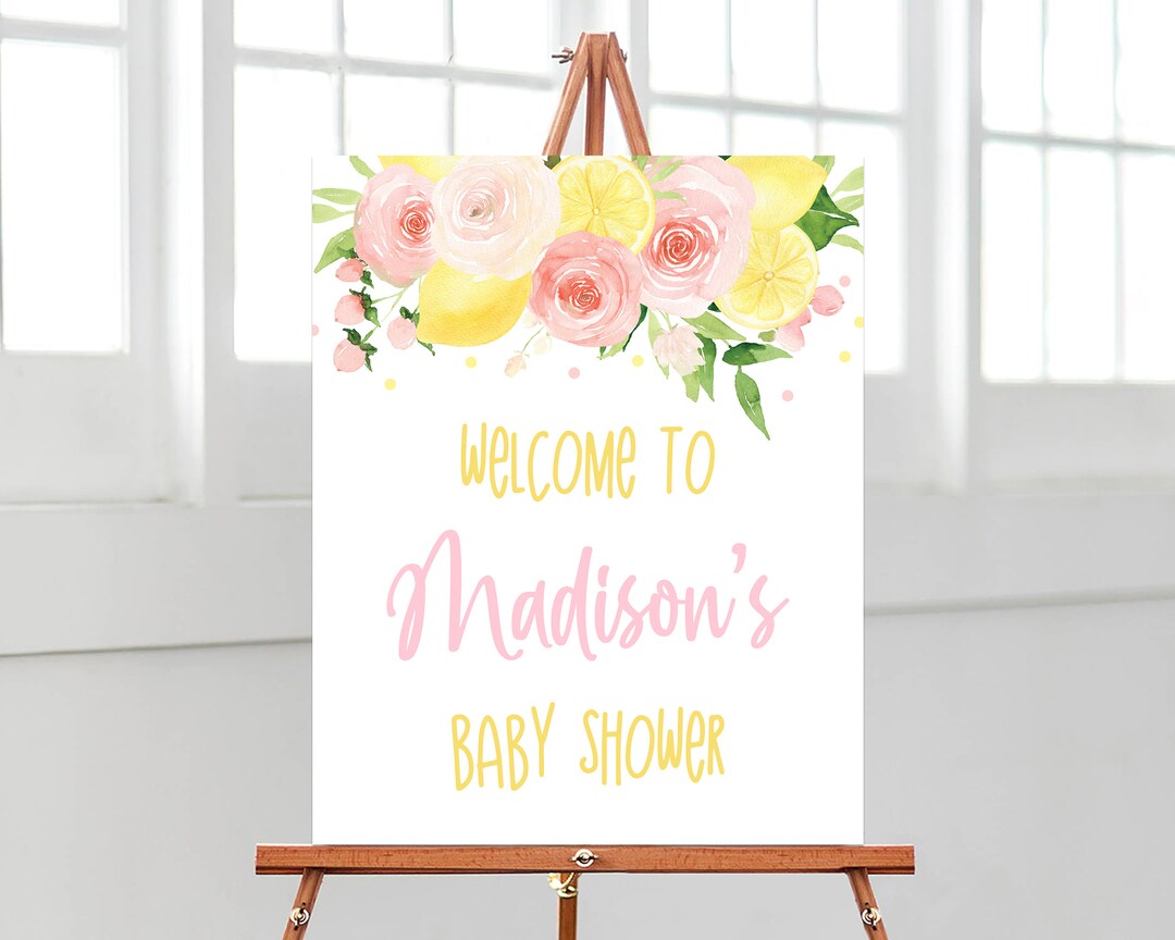 Editable Lemonade Baby Shower Welcome Sign, Sunshine Lemonade Baby ...