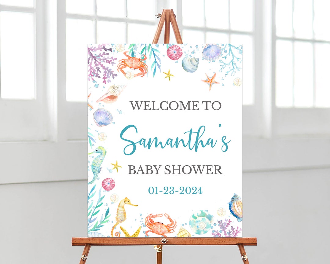 Editable Under the Sea Baby Shower Welcome Sign, Sea Animals Shower ...