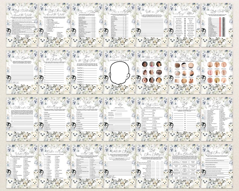 Editable Winter Arctic Animals Baby Shower Game Bundle - Etsy