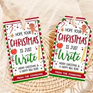Editable Hope Your Christmas is Just Write Tag, Pencil Christmas Gift ...