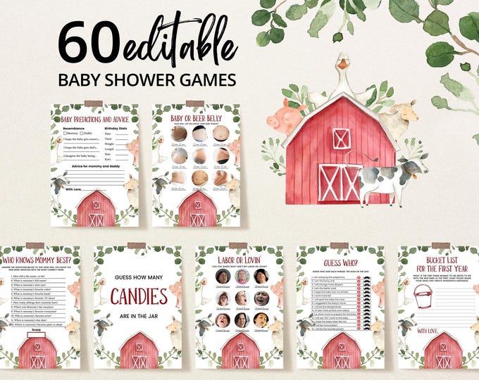 Barnyard Baby Shower Games, Baby Shower Games Farm Animal Theme ...