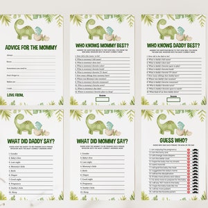 Editable Dinosaur Baby Shower Game Bundle, Boho Greenery Dinosaur Baby ...