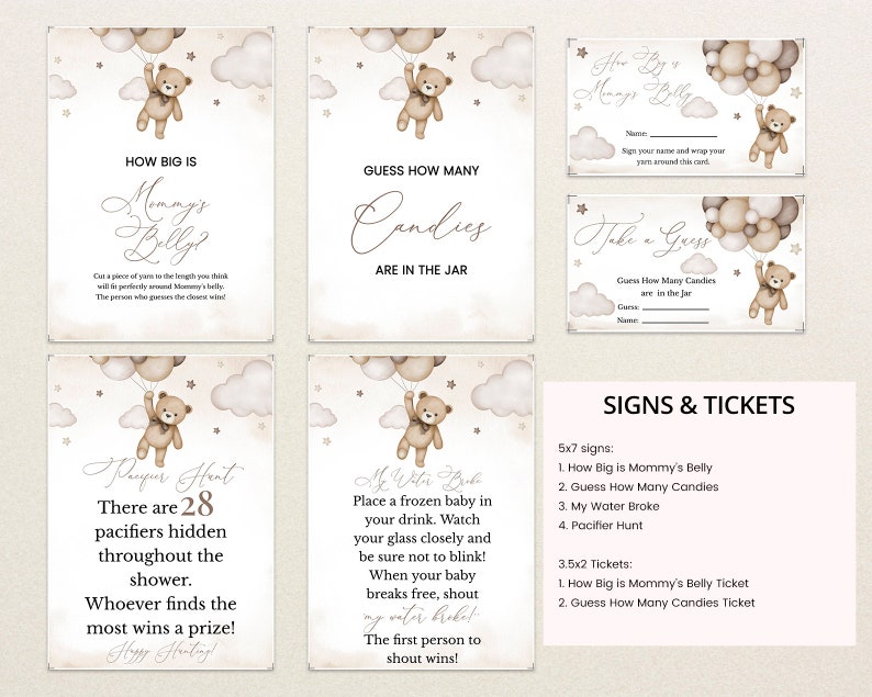 Editable Gender Neutral Bear Baby Shower Game Bundle We Can - Etsy Australia