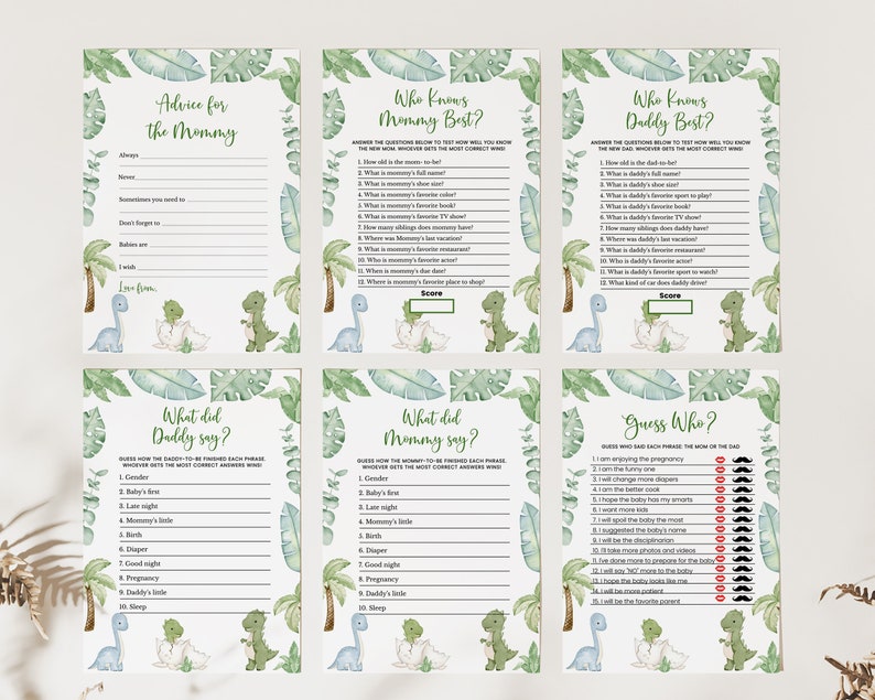 Editable Dinosaur Baby Shower Game Bundle, It's a Boy Dinosaur Baby ...