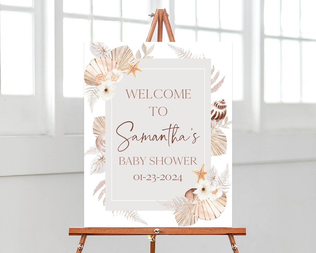 Editable Boho Under the Sea Baby Shower Welcome Sign, Rustic Summer ...