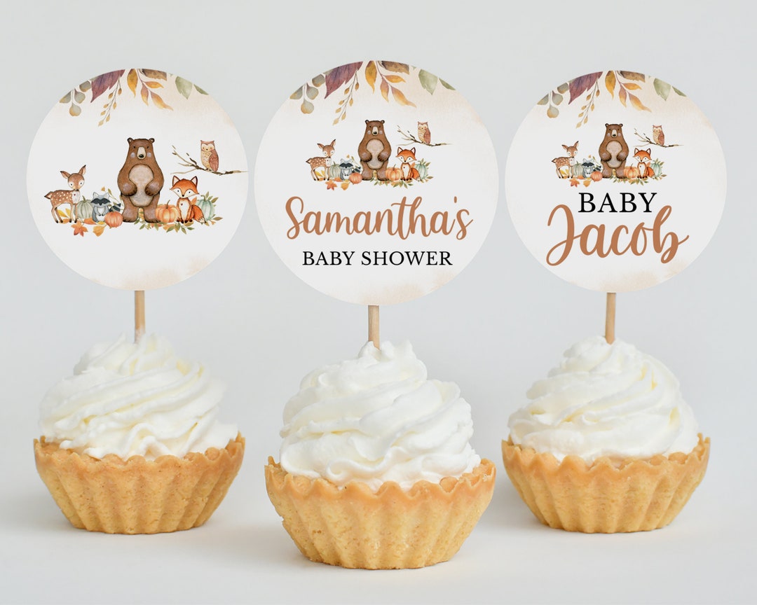 Editable Fall Woodland Baby Shower Cupcake Topper Oh Boy - Etsy Editable Fall Woodland Baby Shower Cupcake Topper Oh Boy - Etsy