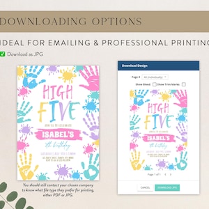 Editable High Five Birthday Invitation, Hi Five Birthday Invite, Hand ...