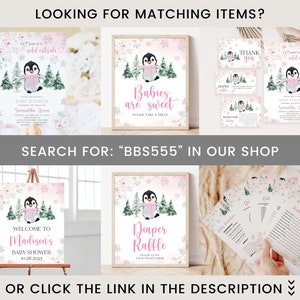 Editable Pink Winter Penguin Baby Shower Game Bundle, Baby It's Cold ...