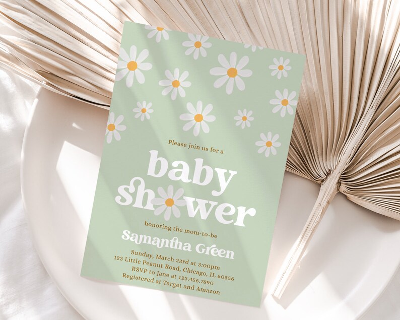 Editable Daisy Baby Shower Invitation Bundle Bohemian Daisy - Etsy