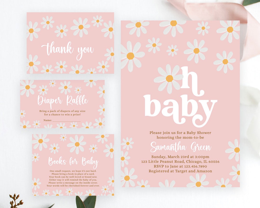 Editable Daisy Baby Shower Invitation Bundle Oh Baby Daisy - Etsy