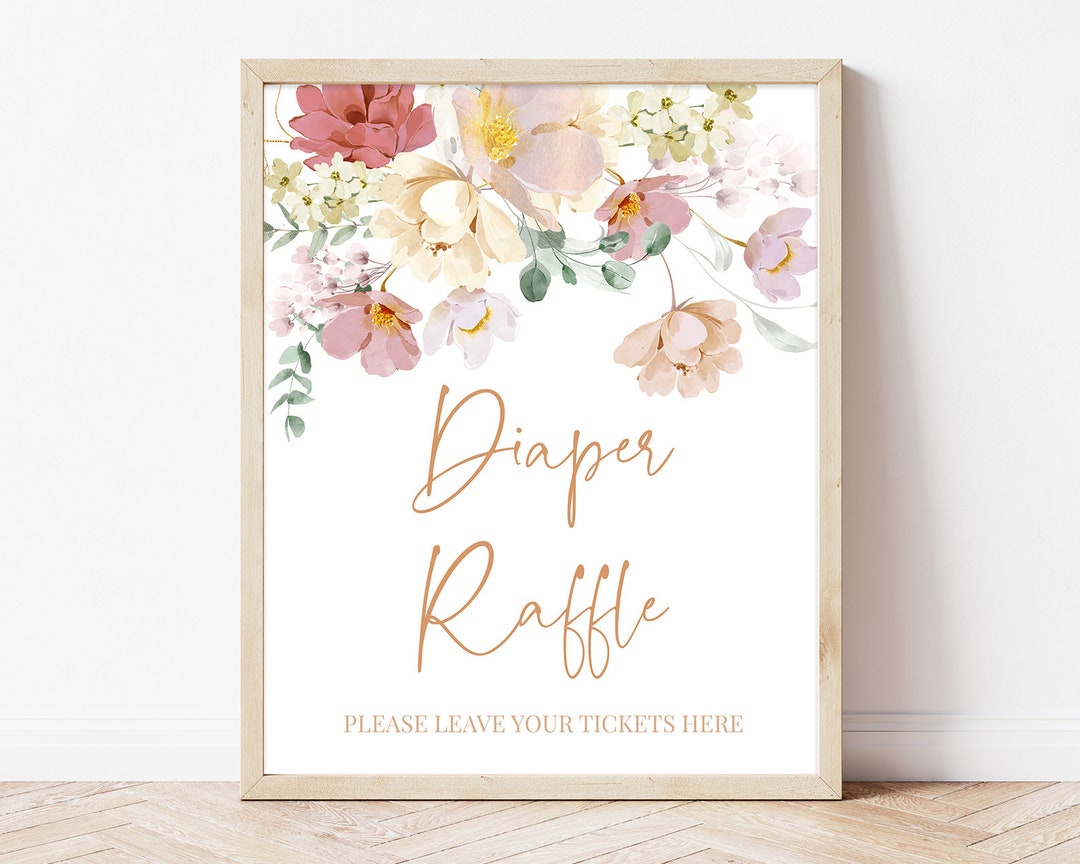 Diaper Raffle Sign Baby in Bloom Baby Shower Spring Flowers - Etsy