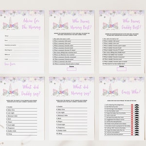 Editable Unicorn Baby Shower Game Bundle Unicorn Baby Shower - Etsy