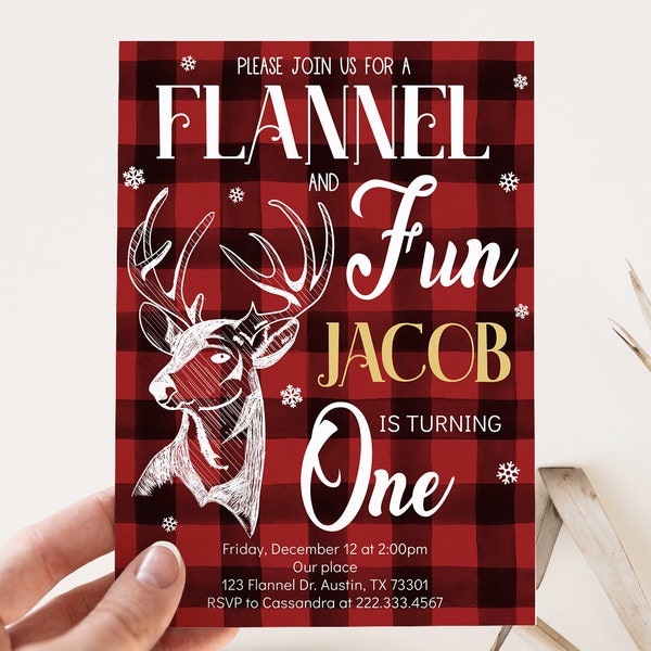 Flannel Birthday Party Invitation - Etsy