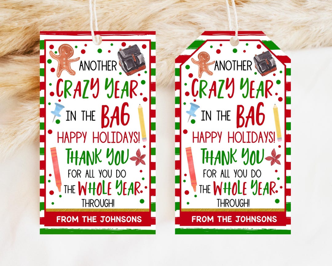 Editable Another Crazy Year in a Bag Christmas Tag, Tote Bag Christmas ...