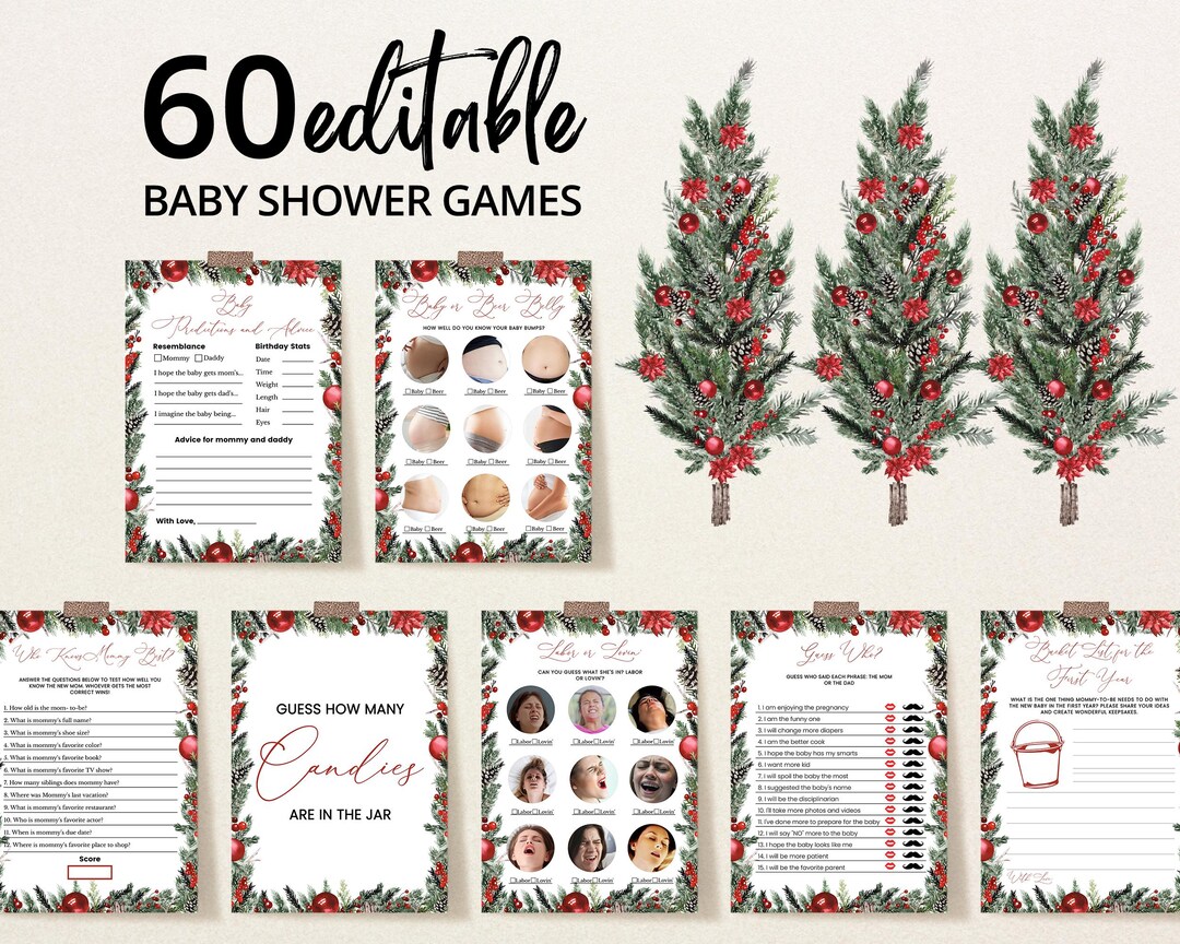 Editable A Merry Little Baby Shower Game Bundle, Christmas Baby Shower ...