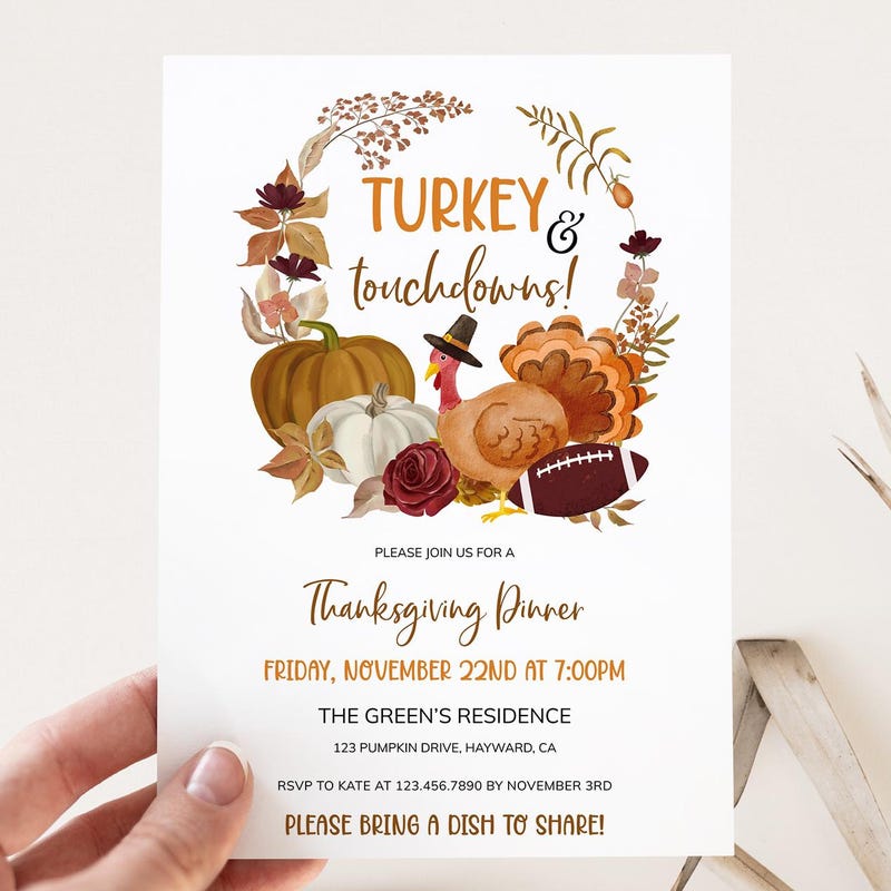 Turkey Football Invite - Etsy