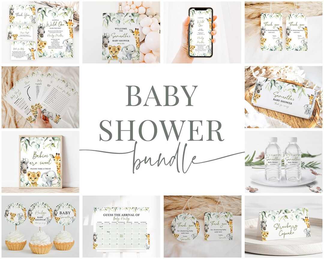 Editable A Little Wild One Baby Shower Bundle Safari Jungle - Etsy
