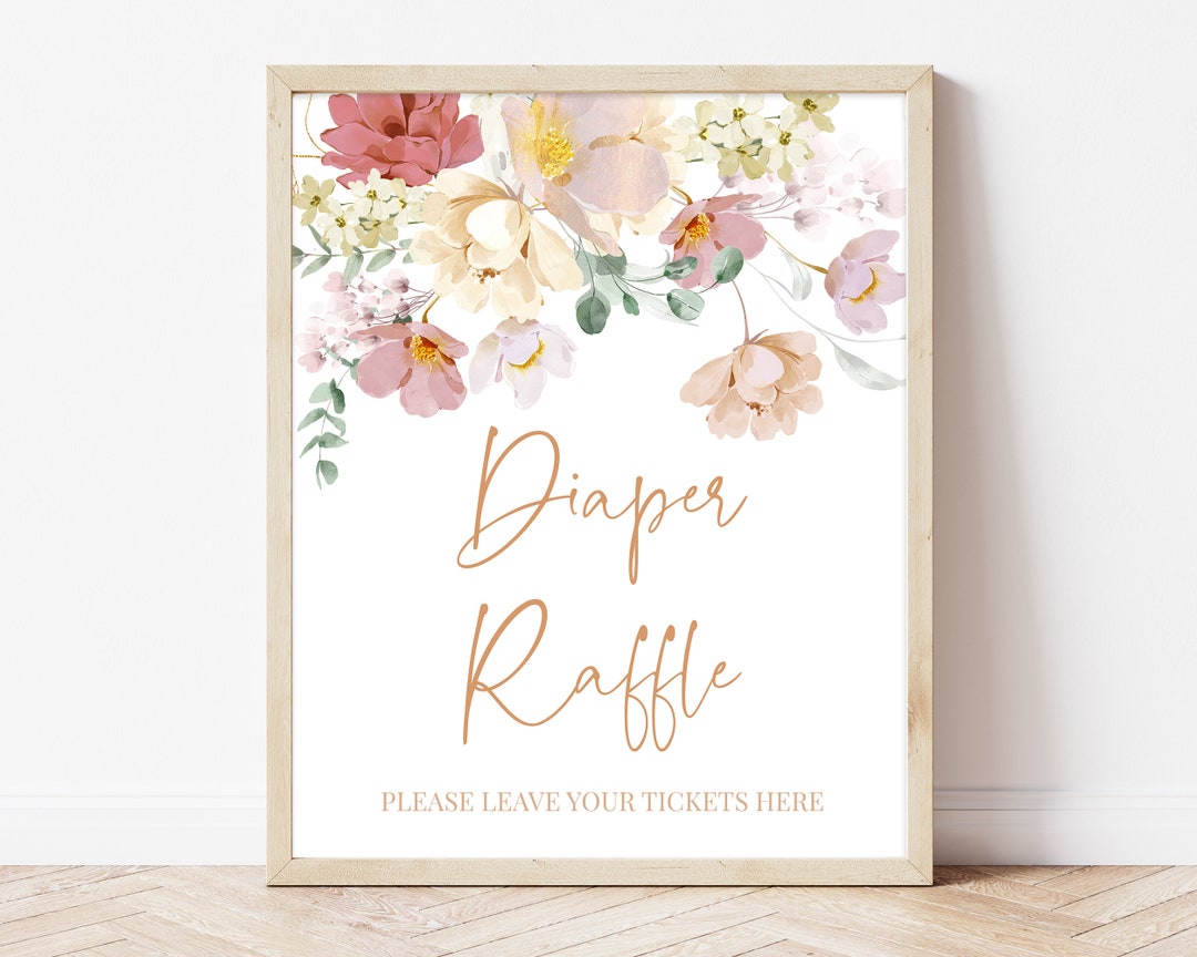 Diaper Raffle Sign Baby in Bloom Baby Shower, Spring Flowers Baby ...